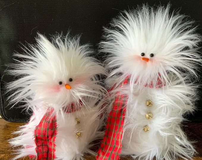 Frazzled Snowman, Cute Unique Fluffy Furry Snowman, Holiday Decor, Long ...