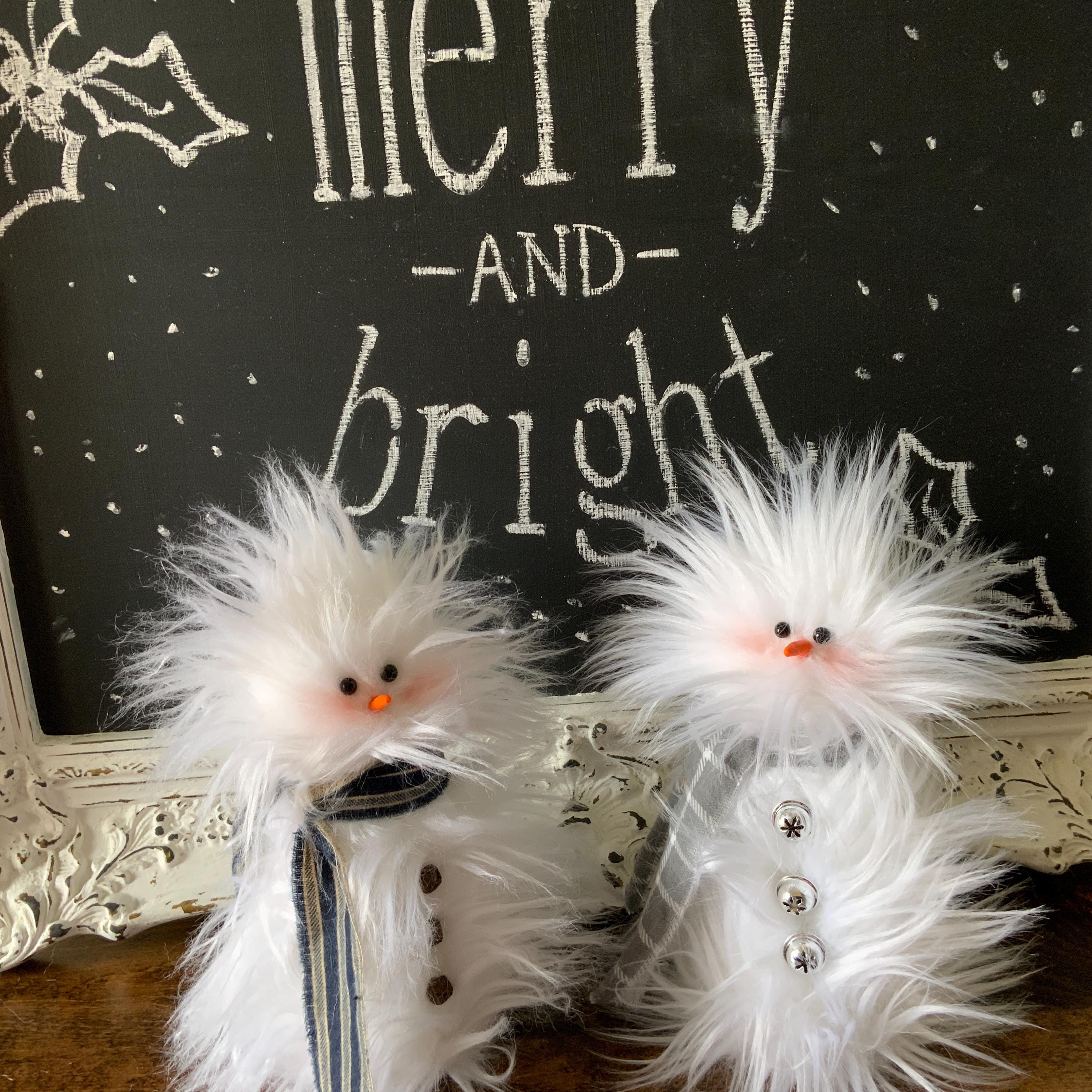 Frazzled Snowman, Cute Unique Fluffy Furry Snowman, Holiday Decor, Long ...