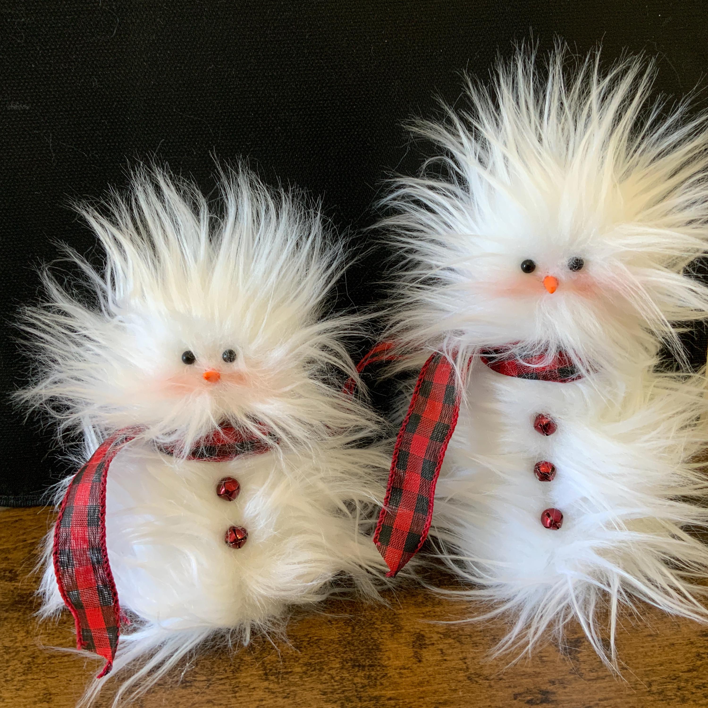 Frazzled Snowman, Cute Unique Fluffy Furry Snowman, Holiday Decor, Long ...