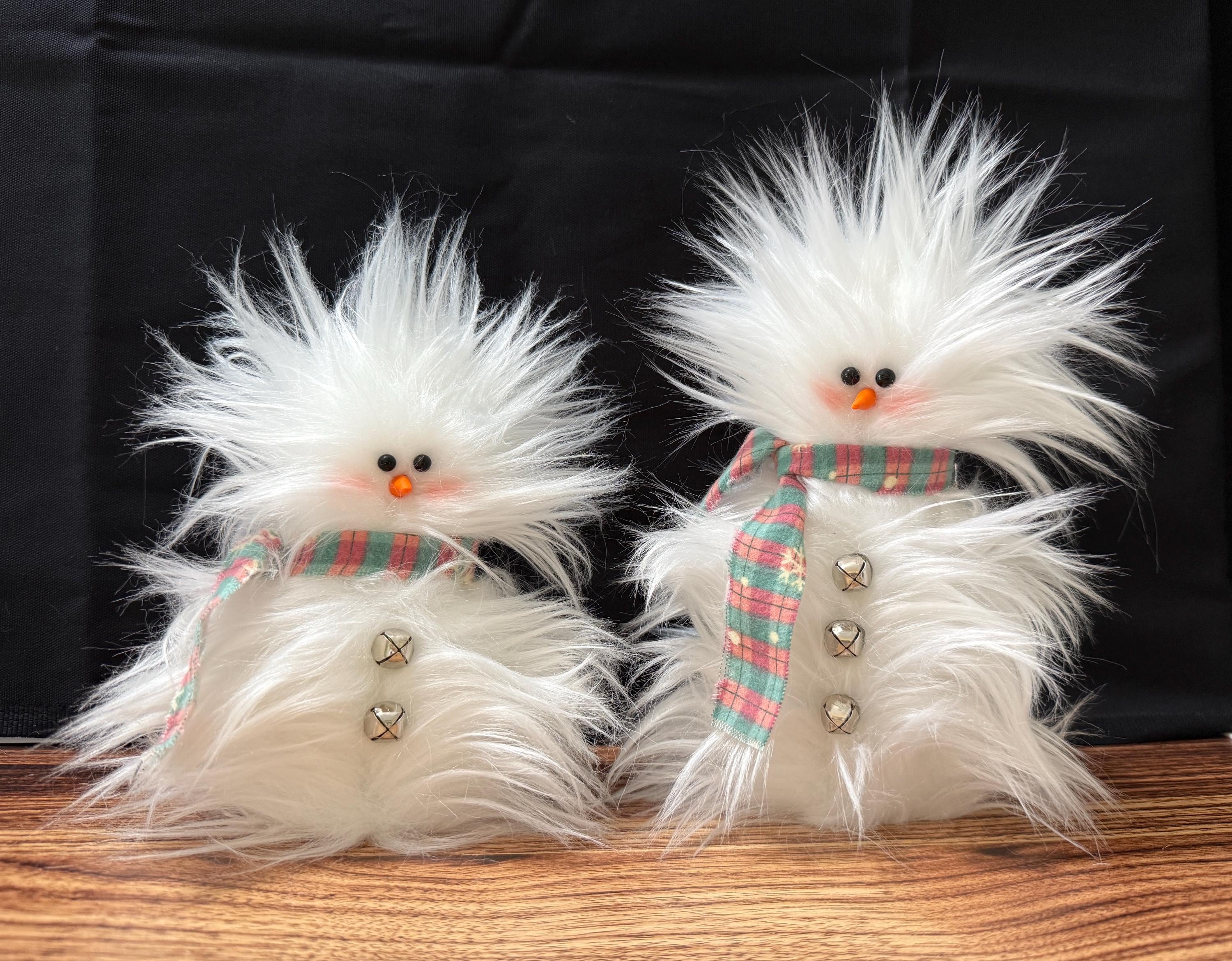 Frazzled Snowman, Cute Unique Fluffy Furry Holiday Decor, Long White ...