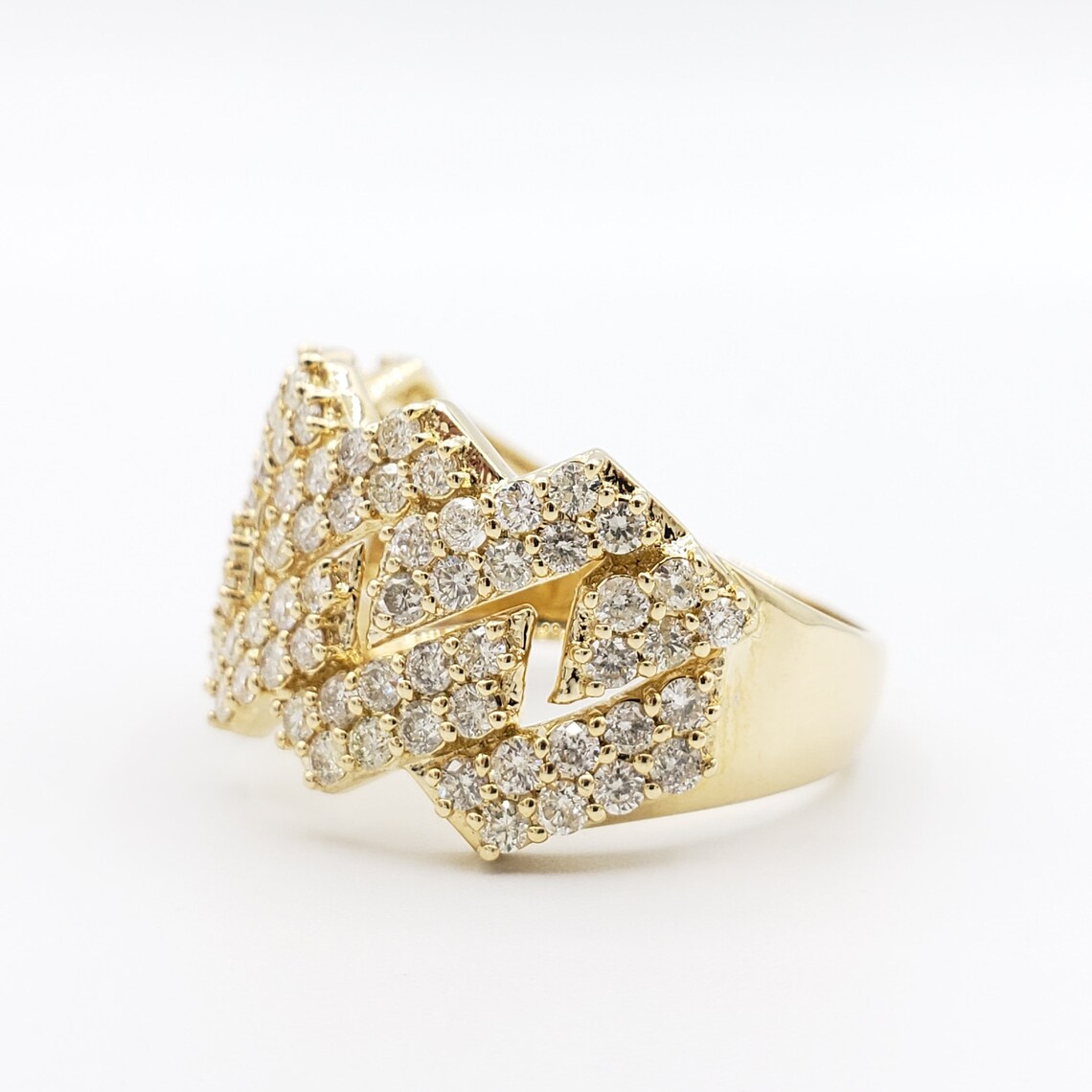 Men's Diamond Cuban Ring 10k Yellow Gold 1.50ct - Etsy