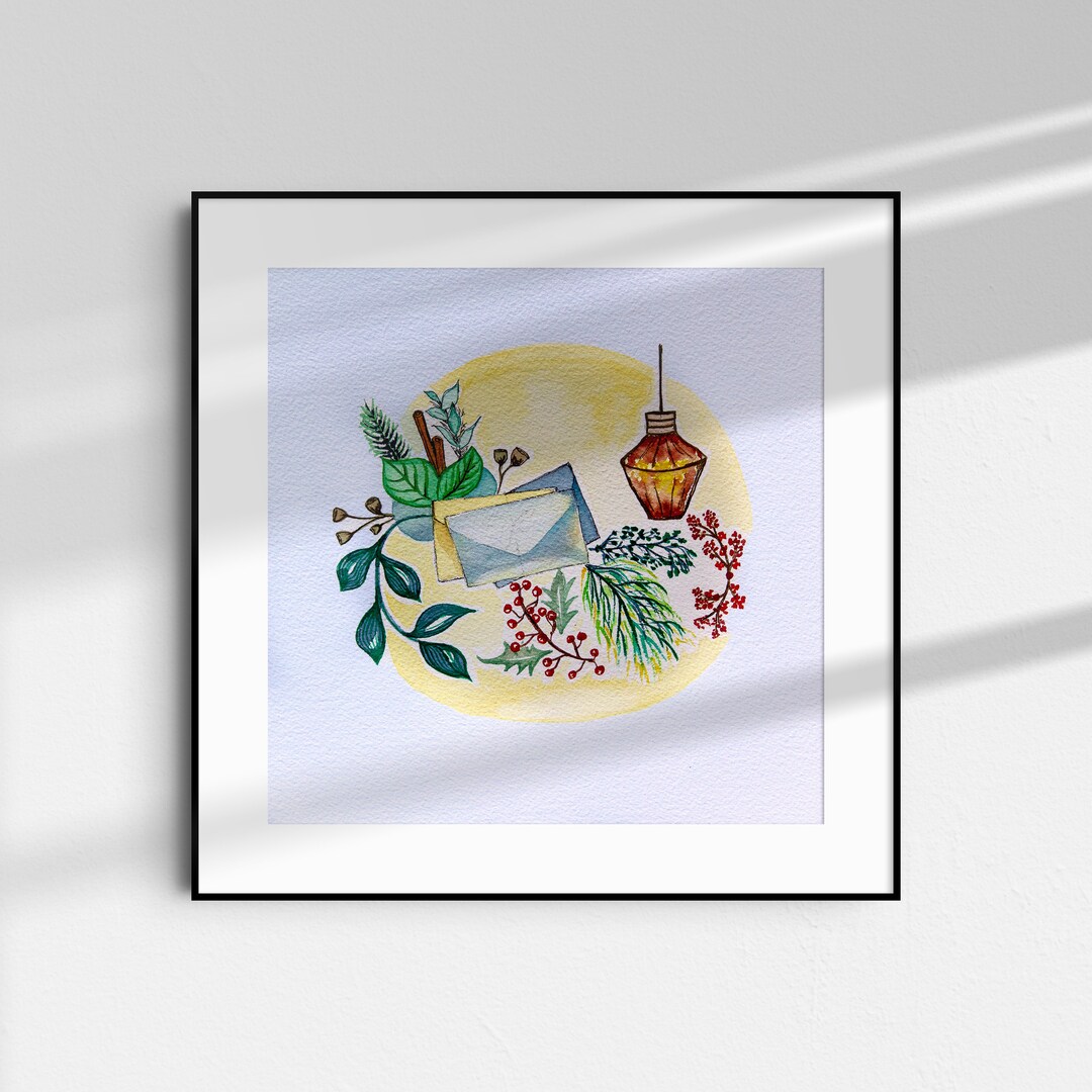 Christmas Watercolor Art, Christmas Wall Art, Christmas Scene ...