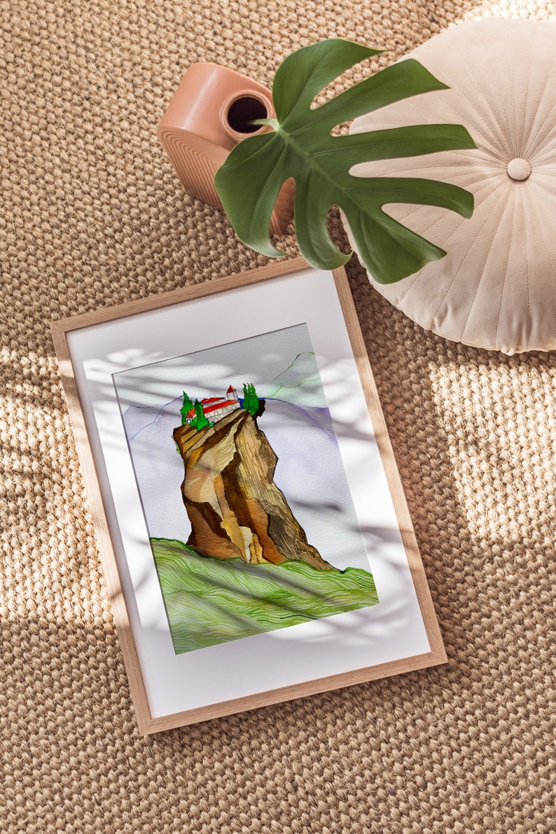 Meteora Watercolor Wall Art, Meteora Print, Meteora Travel Poster ...