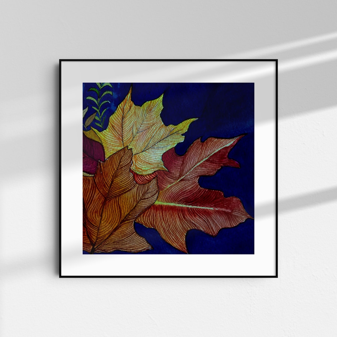 Vibrant Colored Fall Leaves Watercolor, Fall Wall Art, Autumn Leaves ...