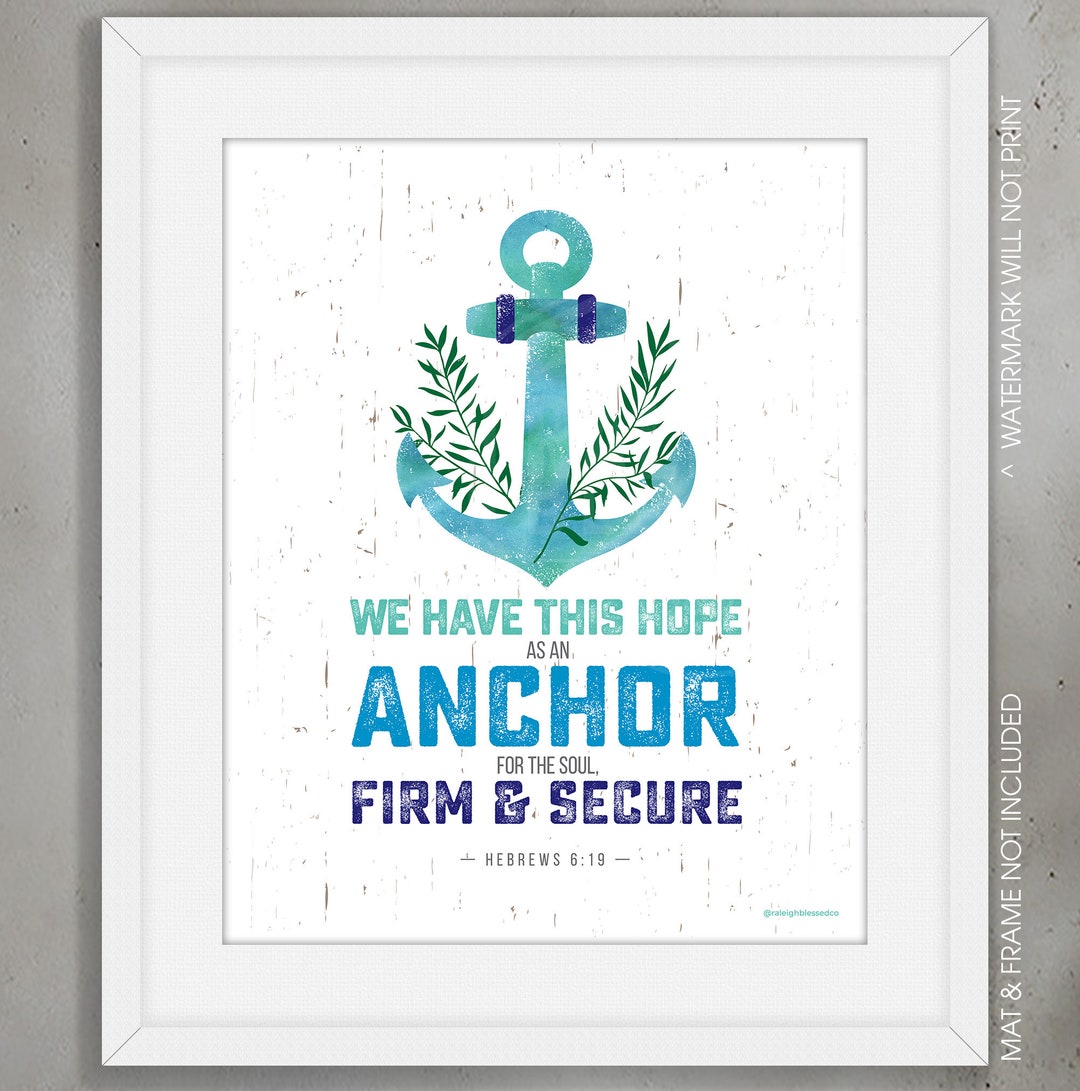 Anchor Nautical Bible Verse Cool Colors Blue - Etsy