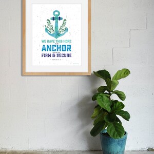 Anchor Nautical Bible Verse Cool Colors Blue - Etsy