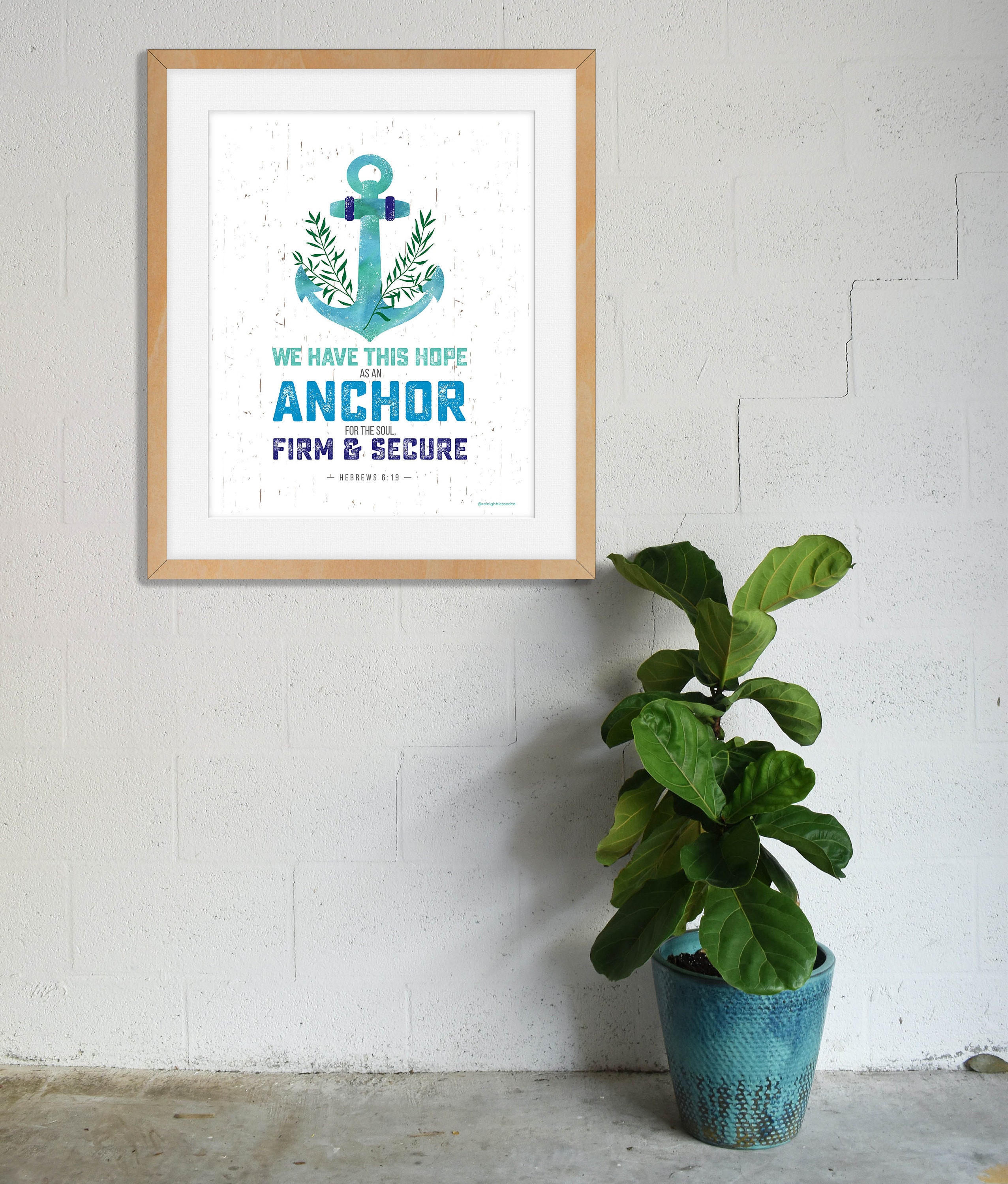 Anchor Nautical Bible Verse Cool Colors Blue - Etsy