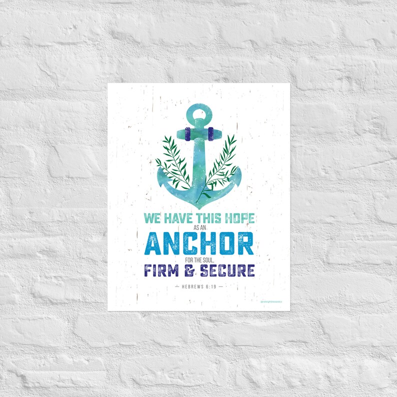 Anchor Nautical Bible Verse Cool Colors Blue | Etsy