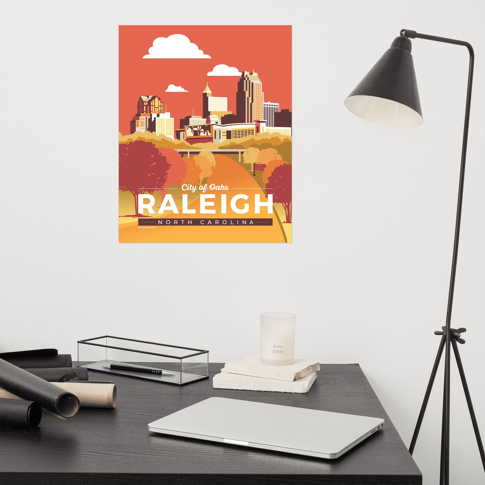 Raleigh Skyline, Warm Colors, Coral, Raleigh Print, Raleigh Wall Art ...