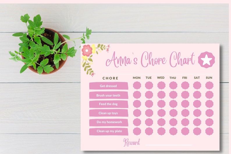 Printable Reward Chart, Editable Star Chore Chart, Kids Routine Chart ...