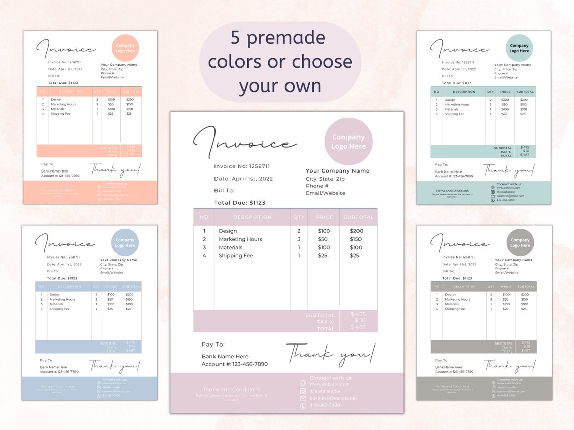 Business Invoice Template, Printable Invoice, Custom Business Invoice ...