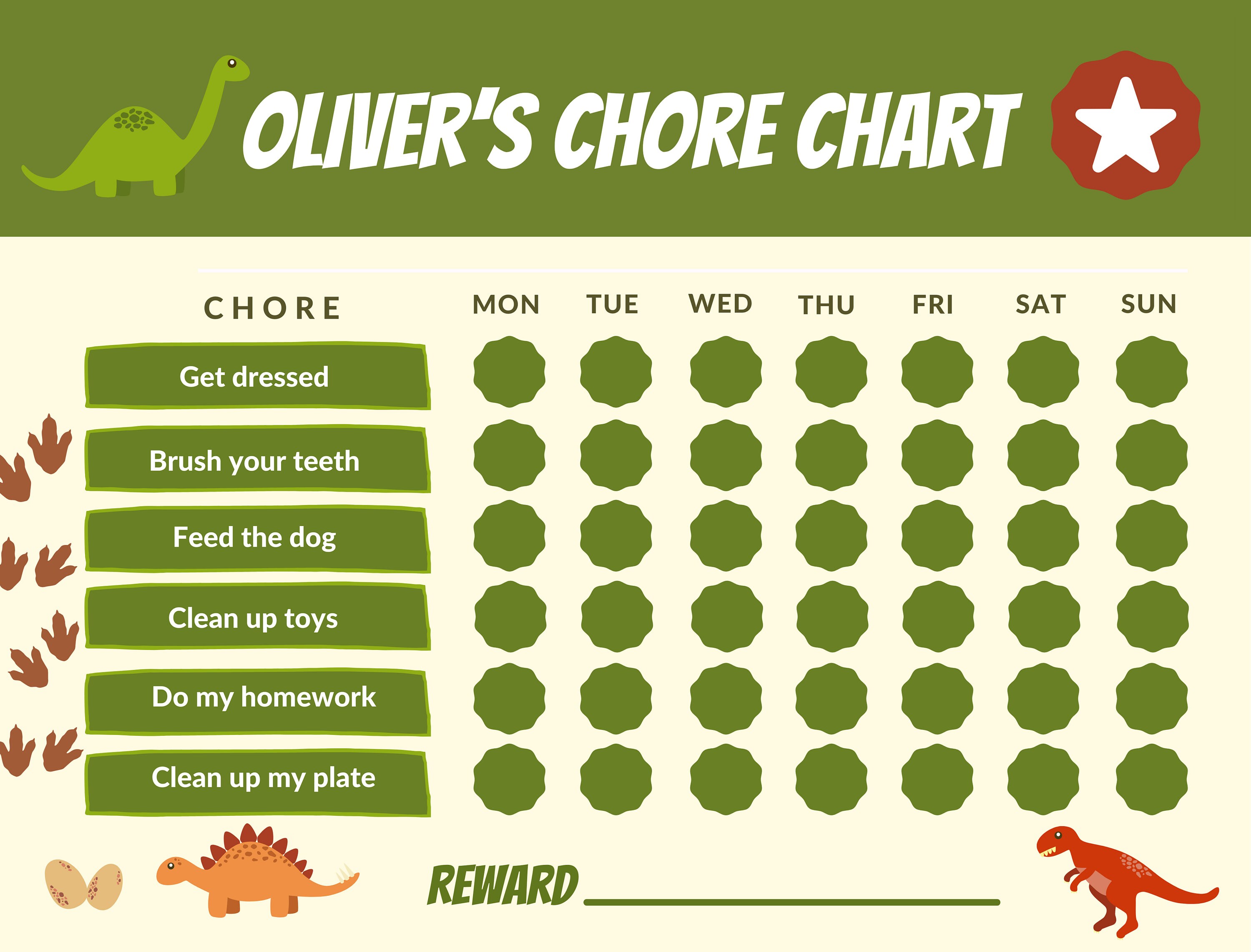 Printable Chore Chart, Editable Star Reward Chart, Routine Chart ...