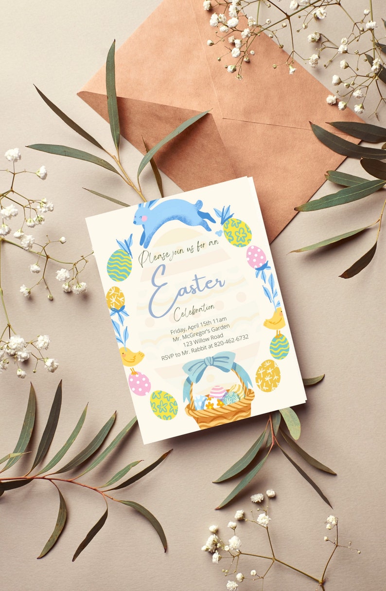 Easter Invitation, Printable Easter Invite Template, Editable Easter ...