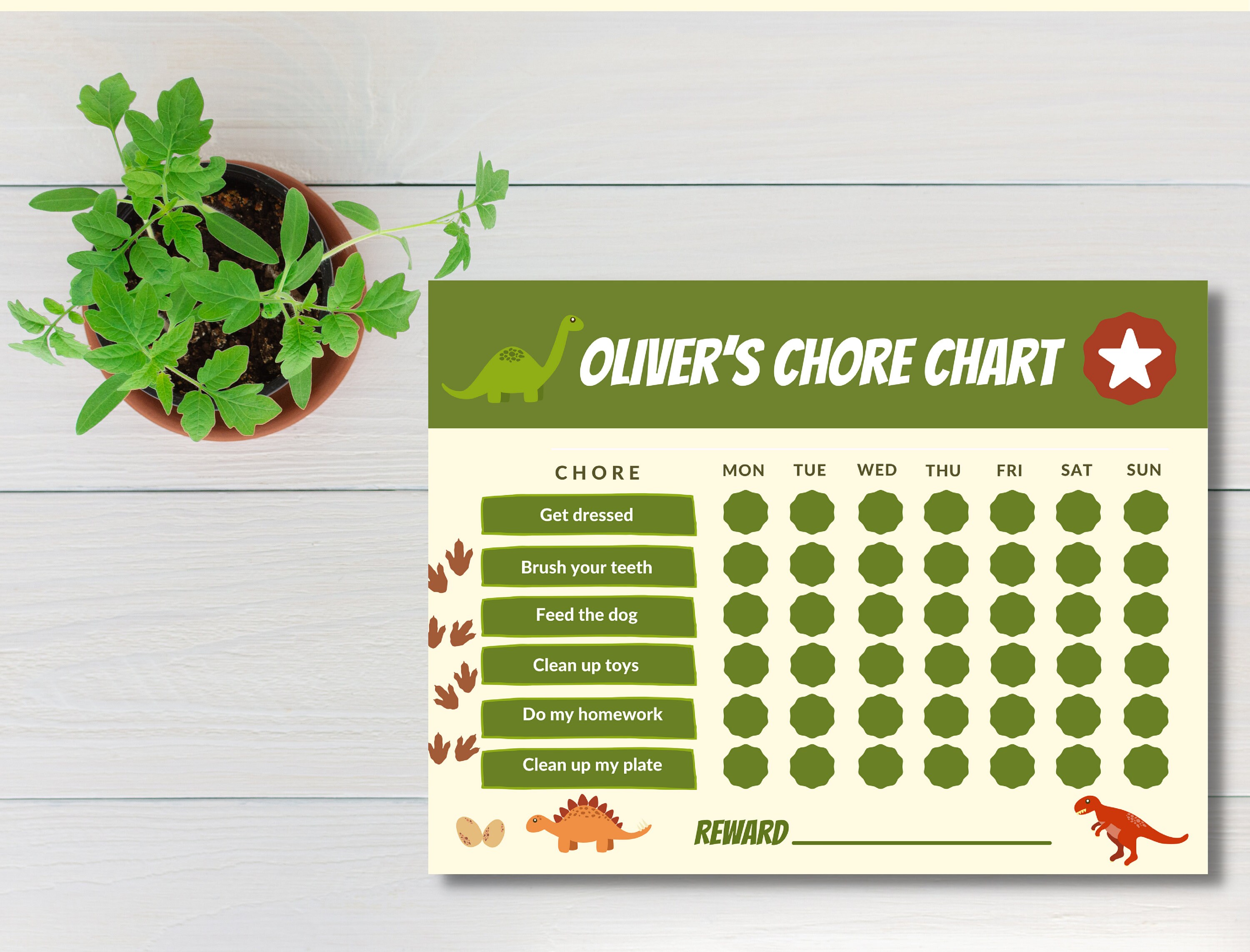 Printable Chore Chart, Editable Star Reward Chart, Routine Chart ...