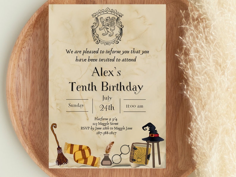 Wizard Birthday Party Invitation, Wizard Invitation Template, Editable ...