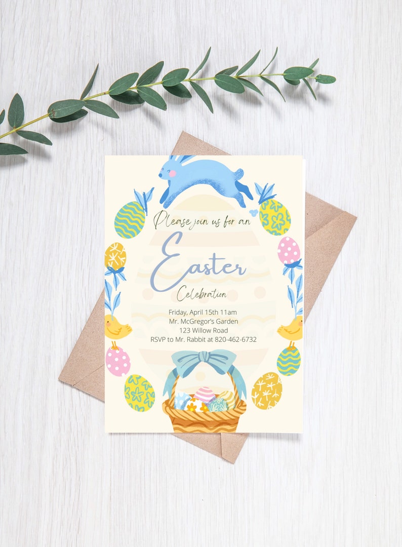Easter Invitation Printable Easter Invite Template Editable - Etsy