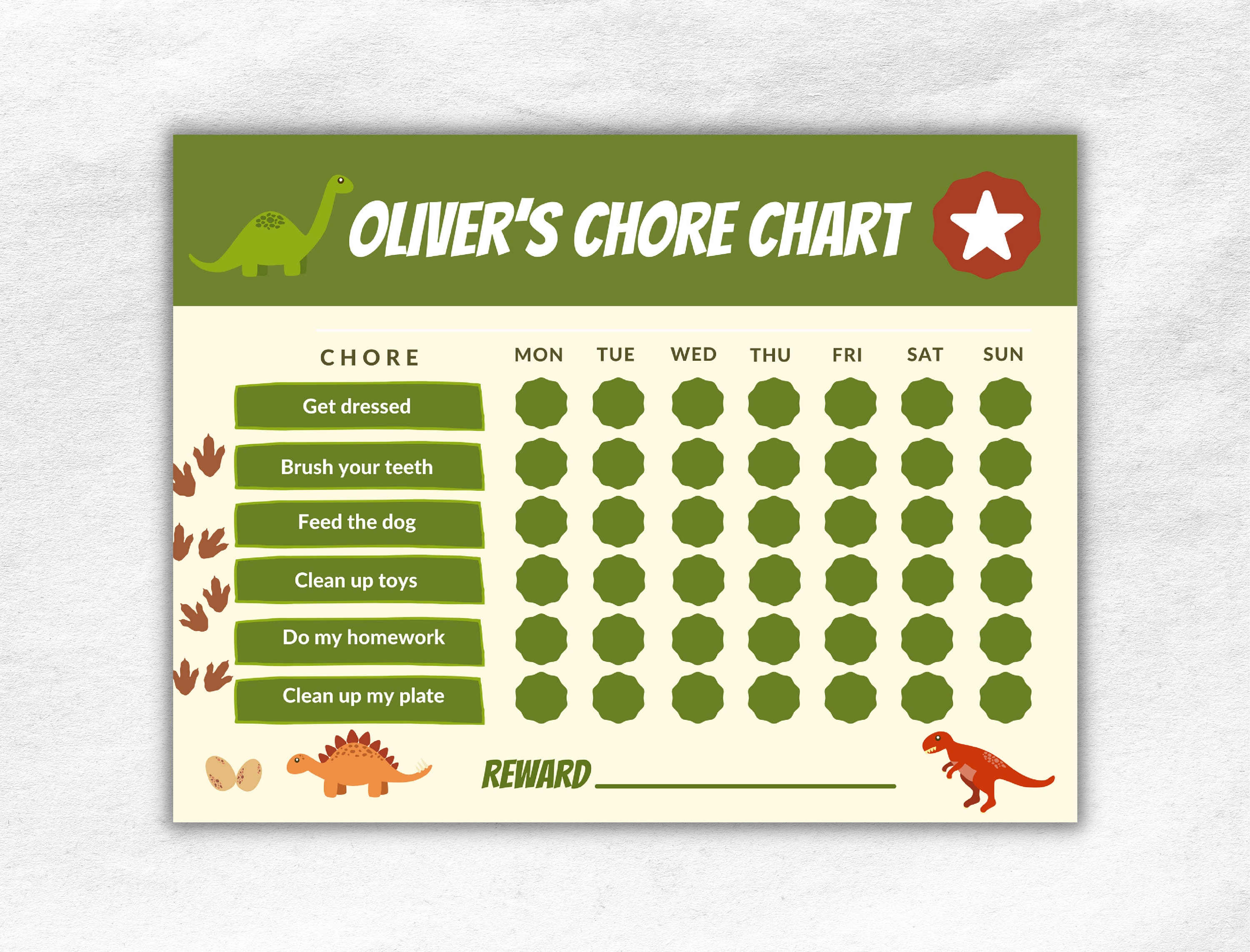 Printable Chore Chart, Editable Star Reward Chart, Routine Chart ...