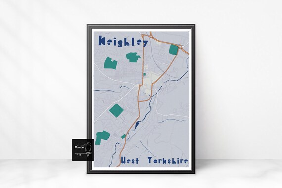 Keighley Map Keighley Map Art Keighley Keighley West | Etsy