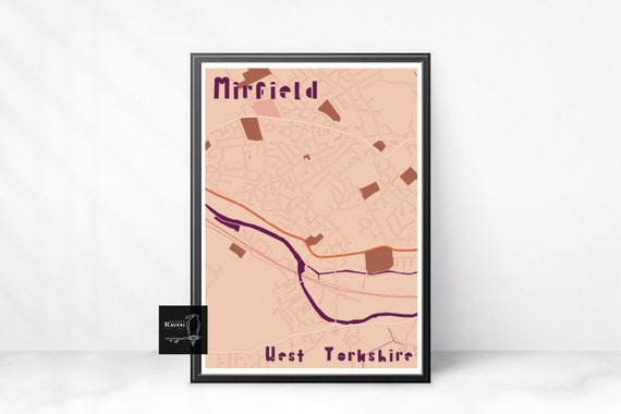 Mirfield Map Mirfield Map Art Mirfield Mirfield West | Etsy
