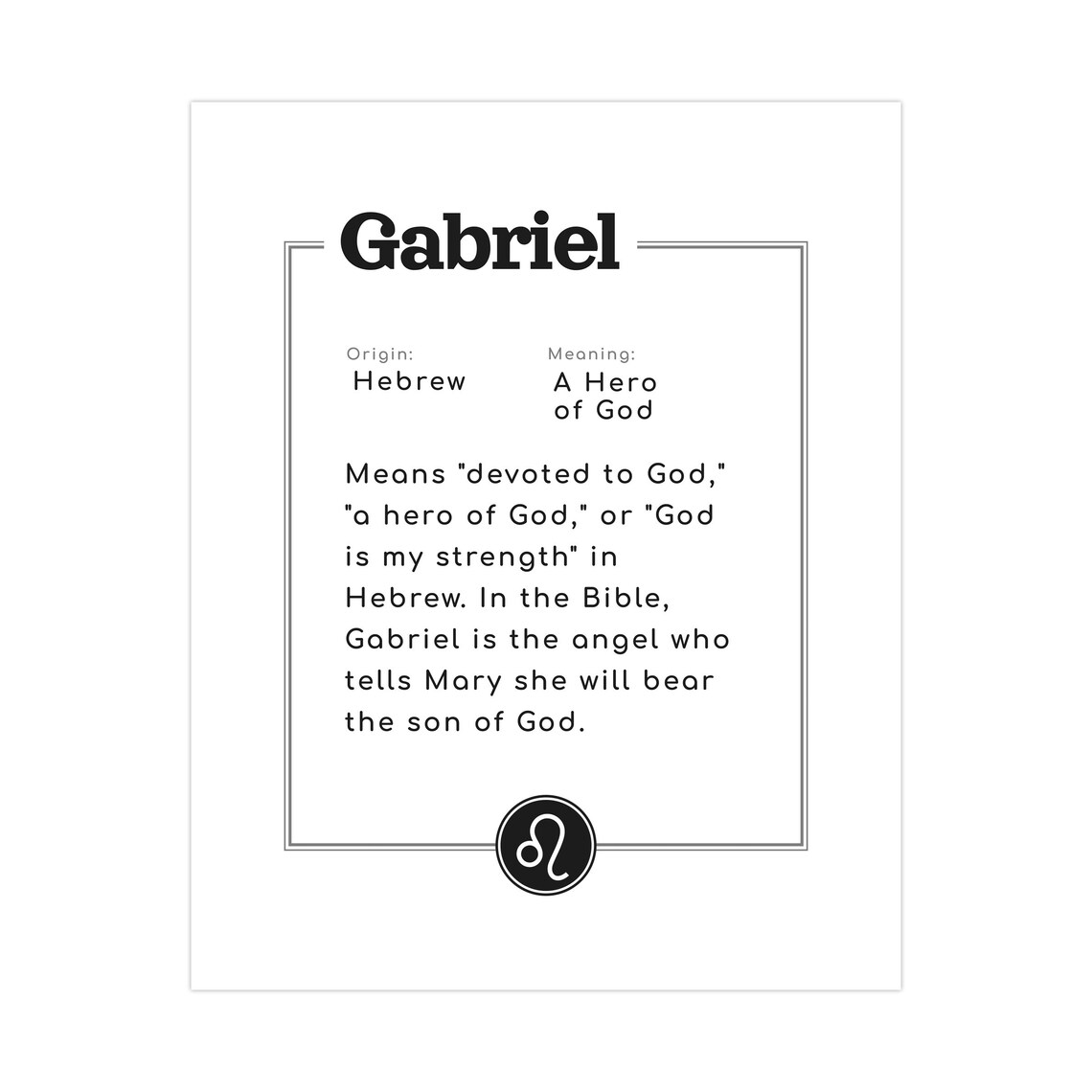 Gabriel Name Sign Print Poster Canvas Nursery Name Sign | Etsy