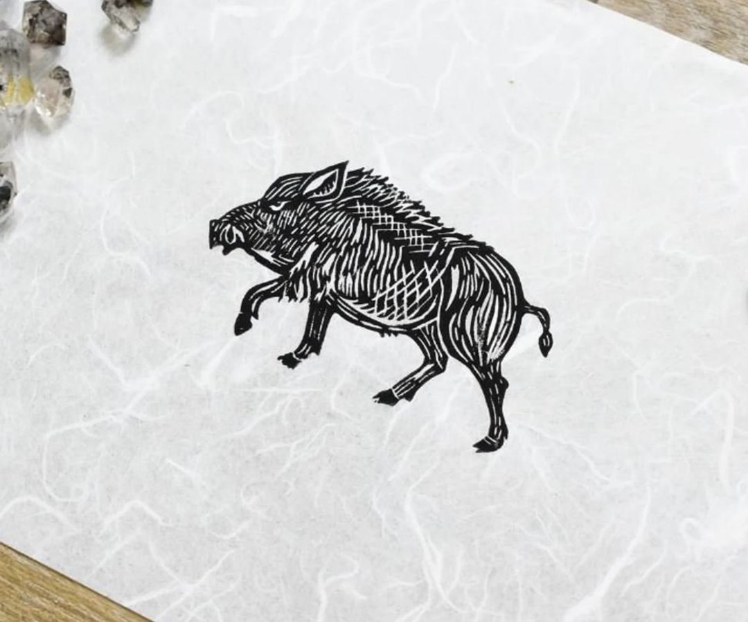 Wild Boar 8x12 Linocut Print, Block Print, Wild Pig, Animal Gifts Under ...