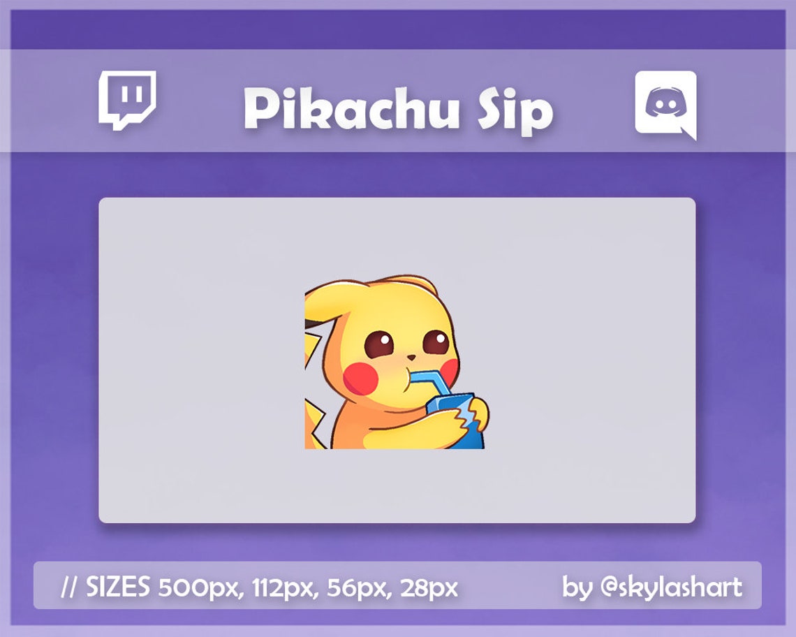 Pikachu Sip Pokemon Inspired Emote Anime Manga Cartoon - Etsy