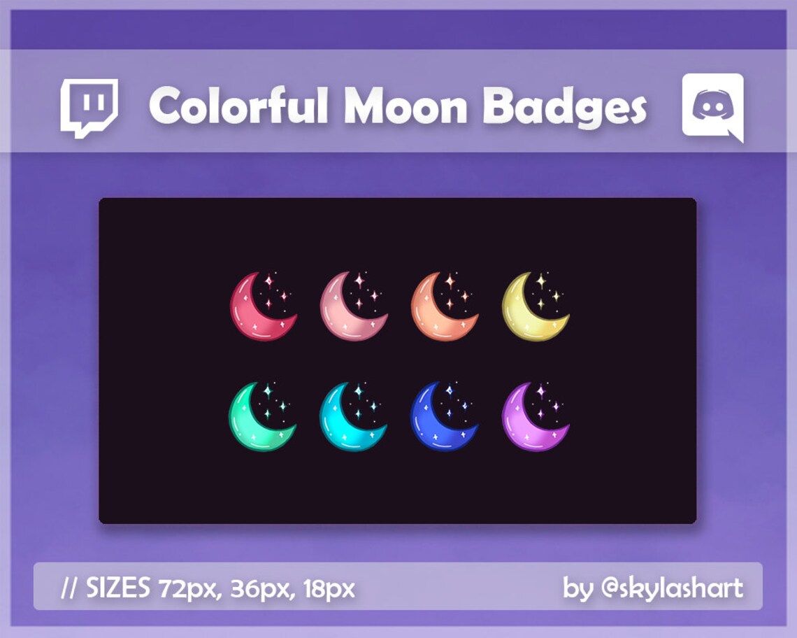 Moon Sub and Bit Badges for Twitch - Moons, Celestial, Streaming ...