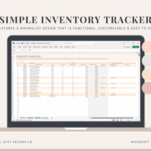 Simple Inventory Tracker Inventory Spreadsheet MS Excel - Etsy
