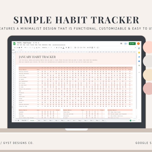 Habit Tracker Excel Spreadsheet - Etsy