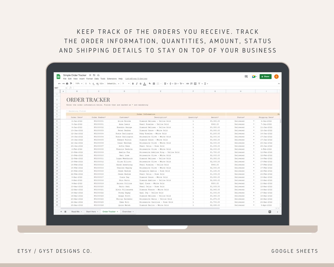 Simple Order Tracker Small Business Sales Tracker Order - Etsy Canada