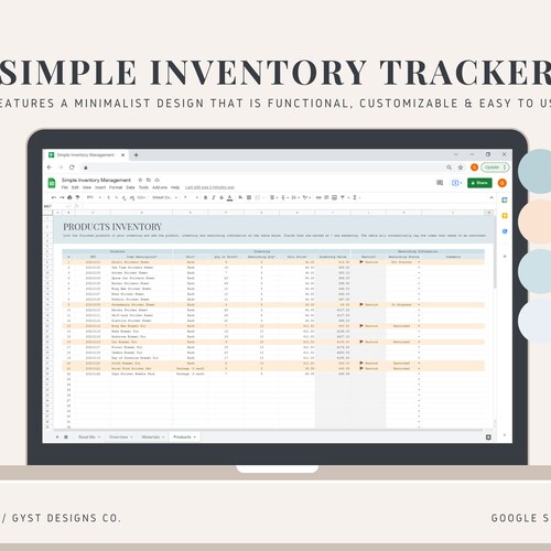 Inventory Management Products Inventory Price Sheet - Etsy