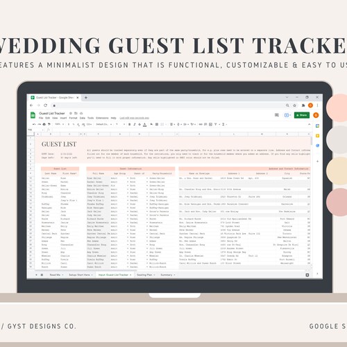 Editable Guest List Planner Wedding Guest List Tracker RSVP - Etsy
