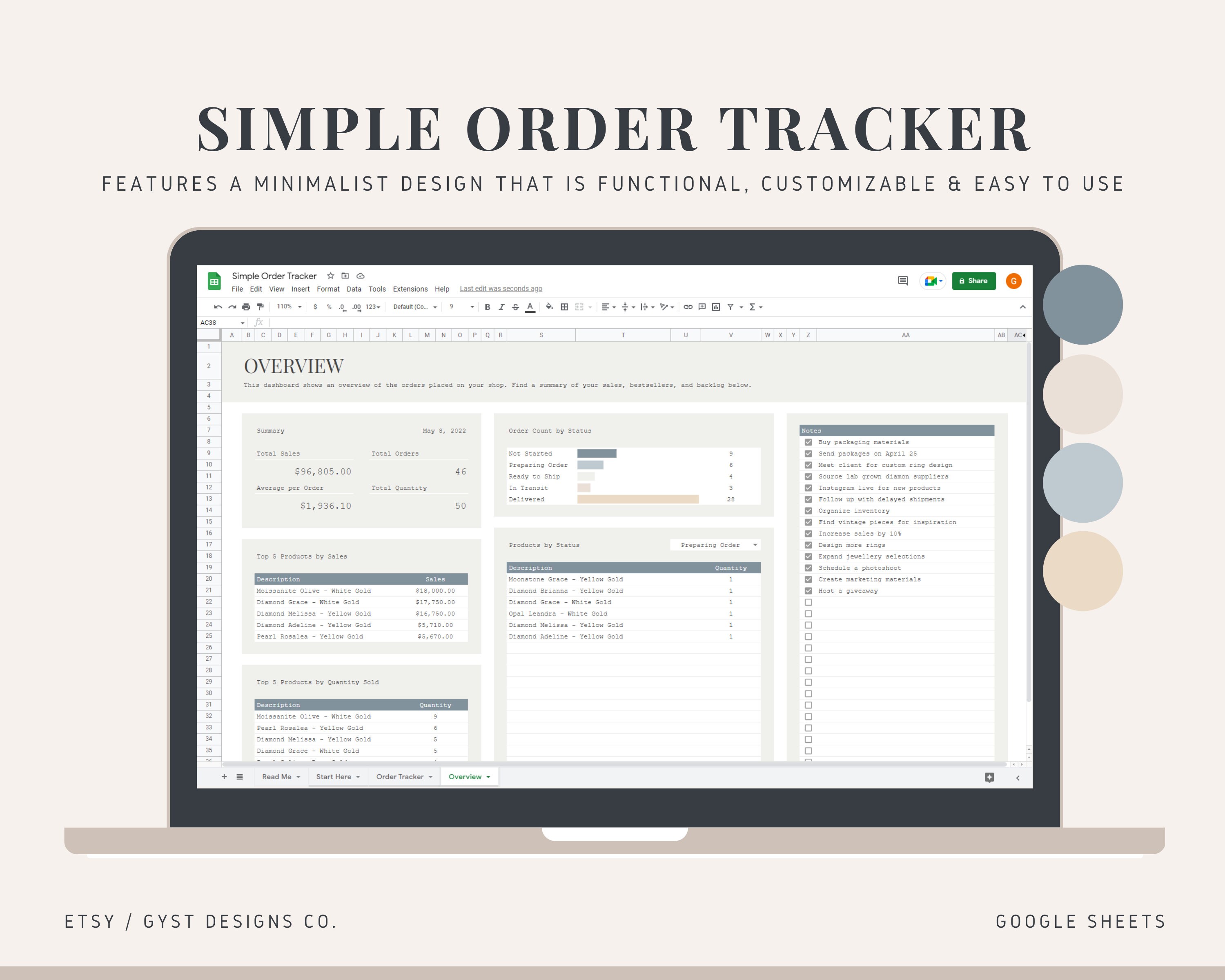 Simple Order Tracker, Small Business Sales Tracker, Order Tracker ...