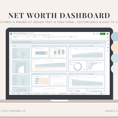 Net Worth Annual Dashboard and Tracker in Google Sheets - Etsy