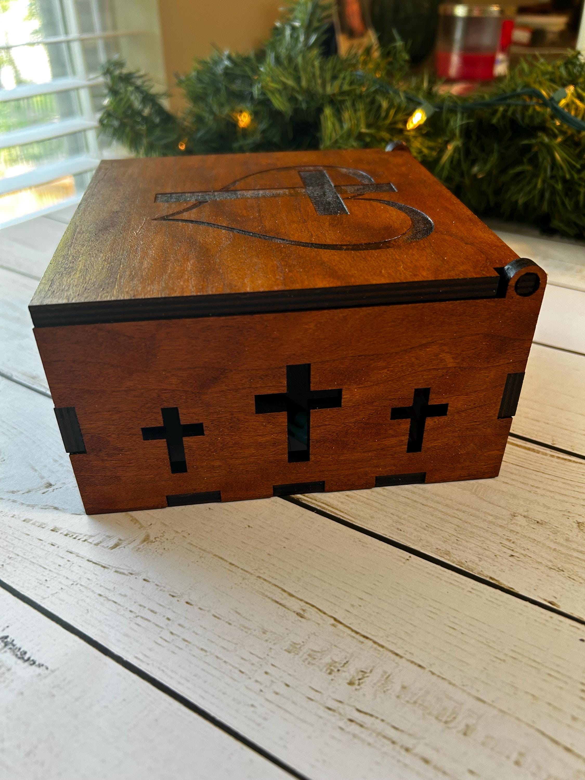 Engraved Christian Keepsake Box: Cherry or Cedar Wood Prayer Box (6x6x4 ...
