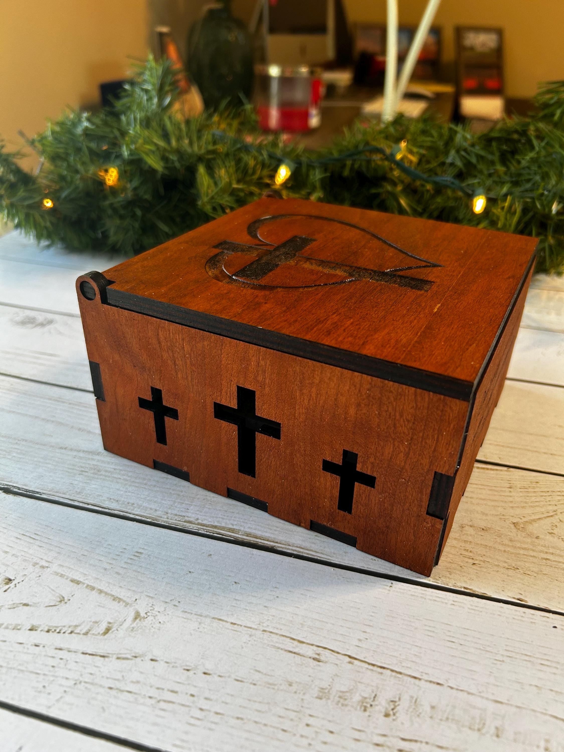 Engraved Christian Keepsake Box: Cherry or Cedar Wood Prayer Box (6x6x4 ...