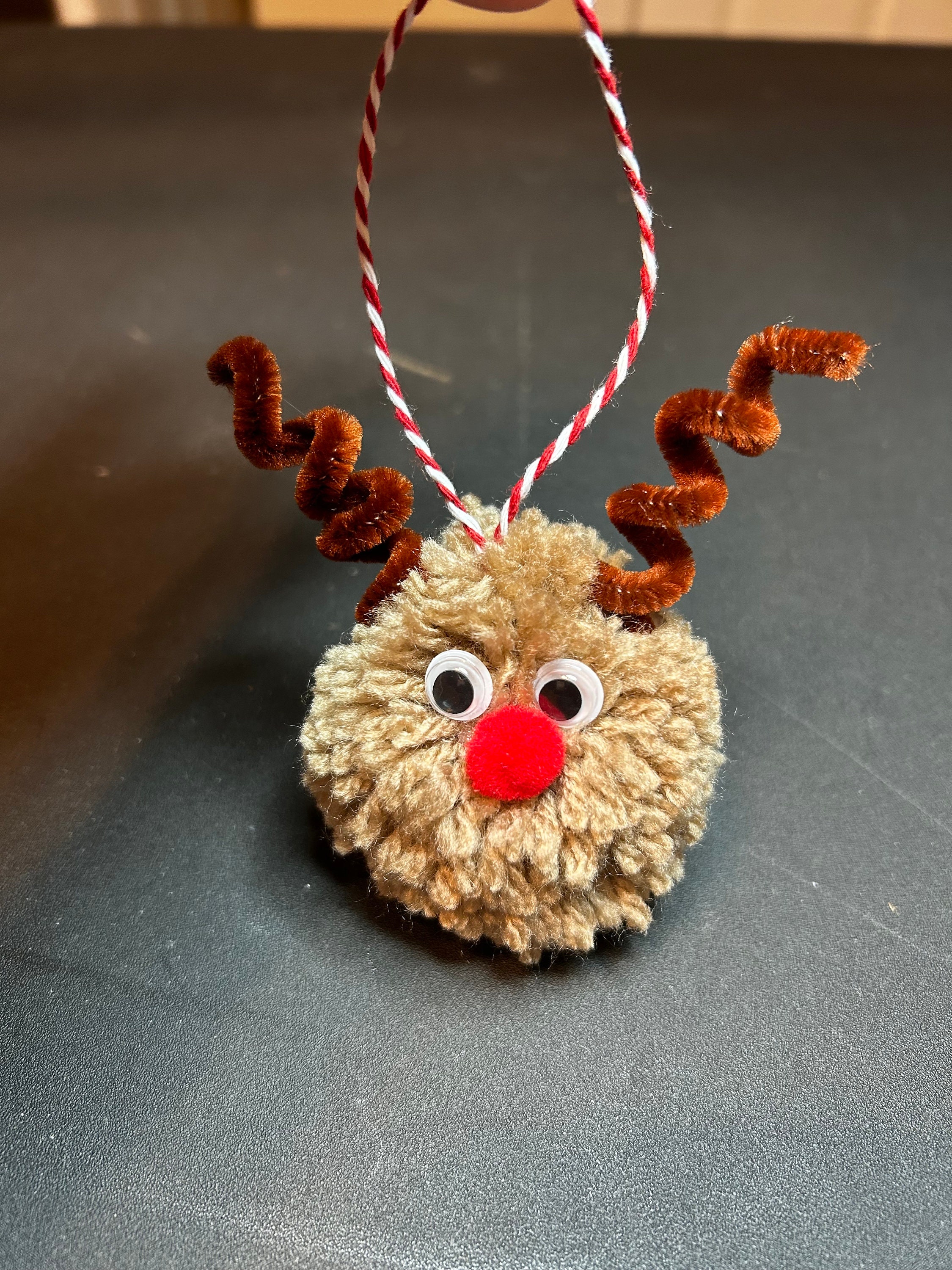 Red-nosed Reindeer Ornament, Reindeer Ornament, Pom Pom - Etsy