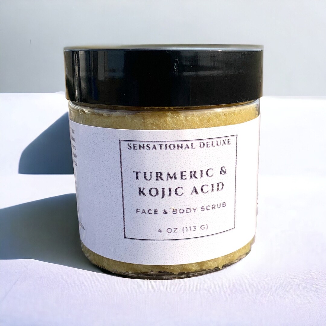 Turmeric, and Kojic Acid Scrub, Brightening Face and Body Scrub, Dark ...