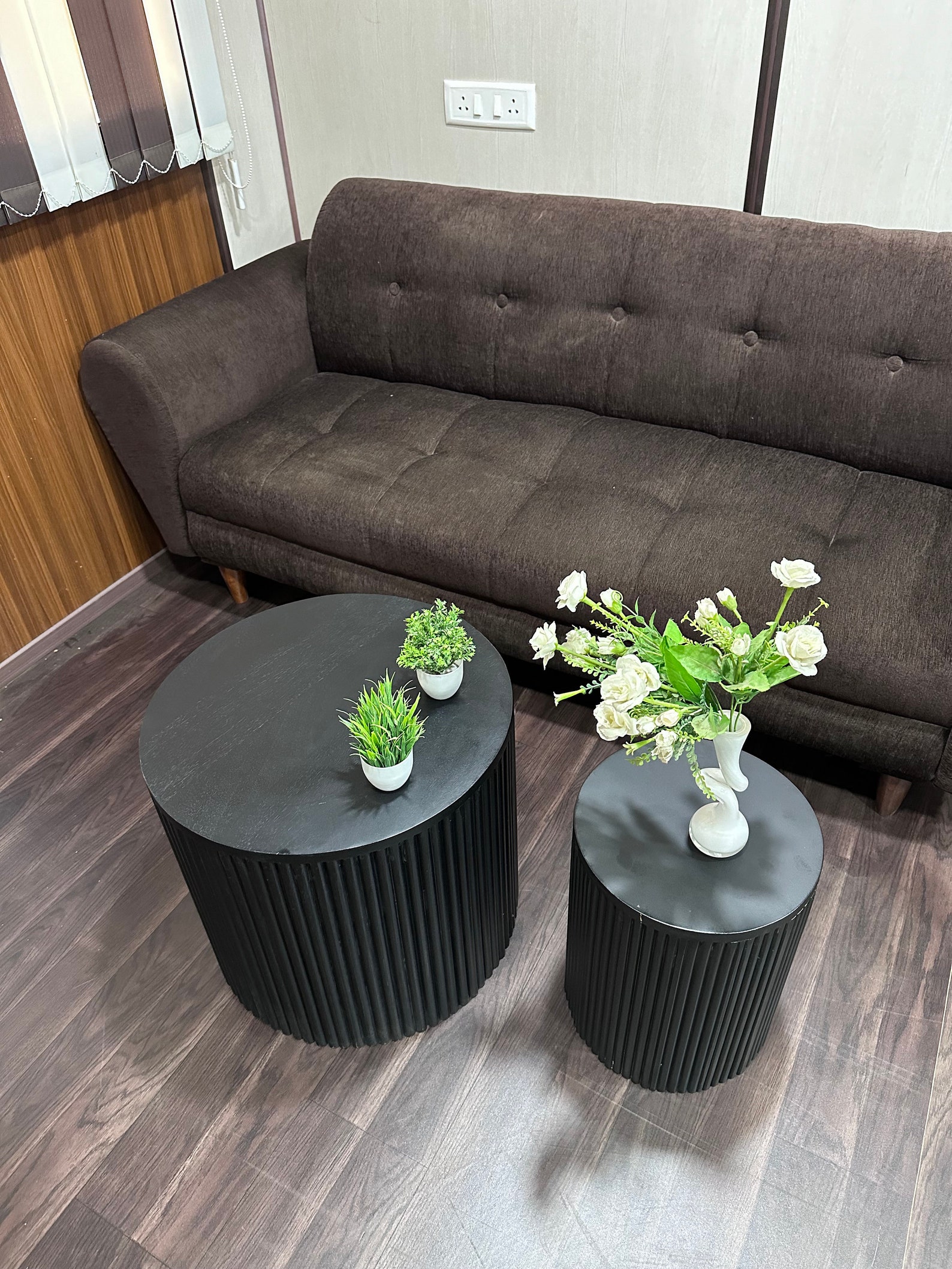 Flutted Wood Side Table Corner Table End Table Side Table Living Room ...