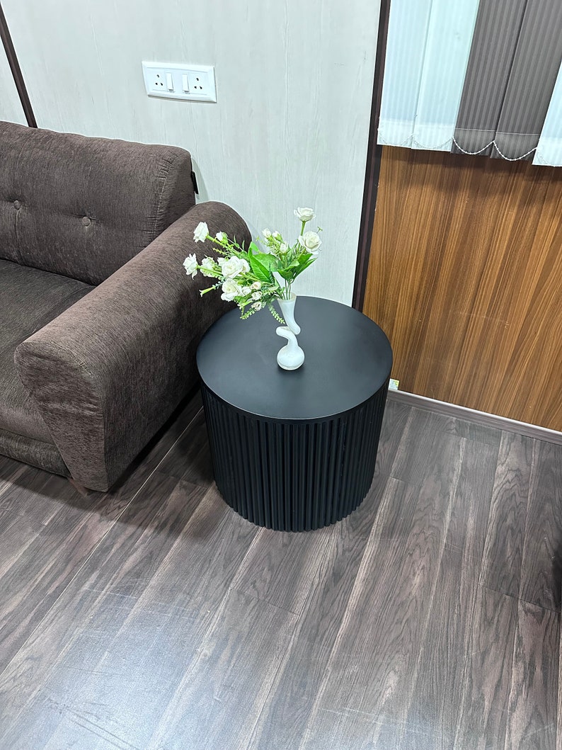 Flutted Wood Side Table Corner Table End Table Side Table Living Room ...