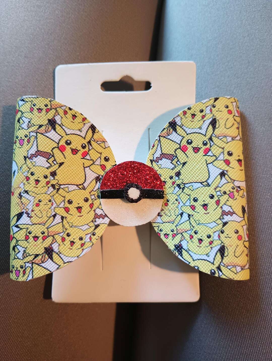 Pikachu Hair Bow With Pokeball Center: Anime Hair Clip, Tie or Headband ...
