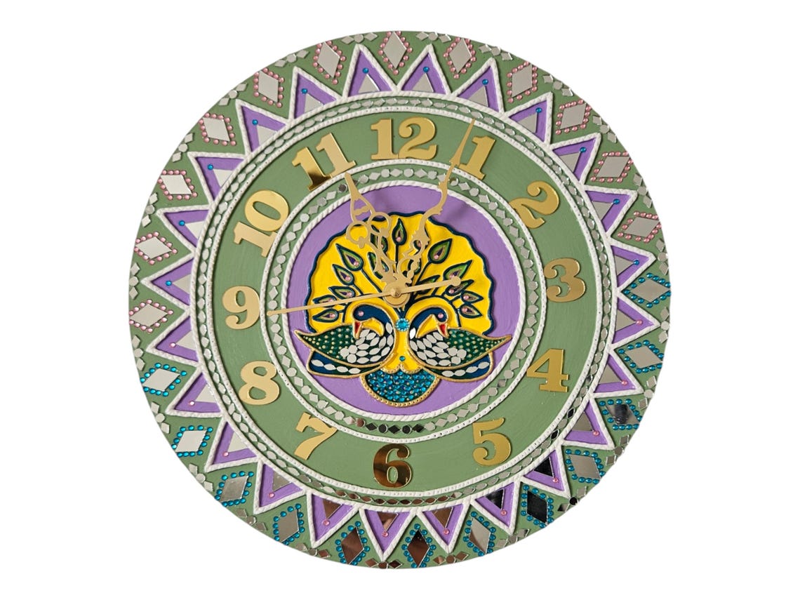 Handcrafted Lippan Art Wall Clock Peacock Design - Etsy