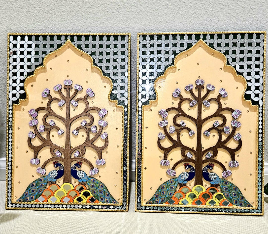Pair of 2 Jarokhas | Tree of Life | Peacock Decor | Original ...