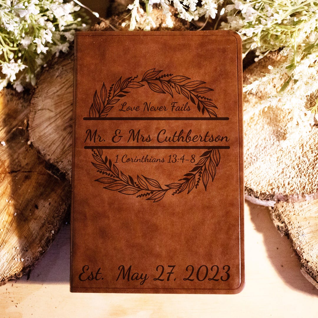 Personalize Family Bible Family Name Leather ESV Gift Wedding ...