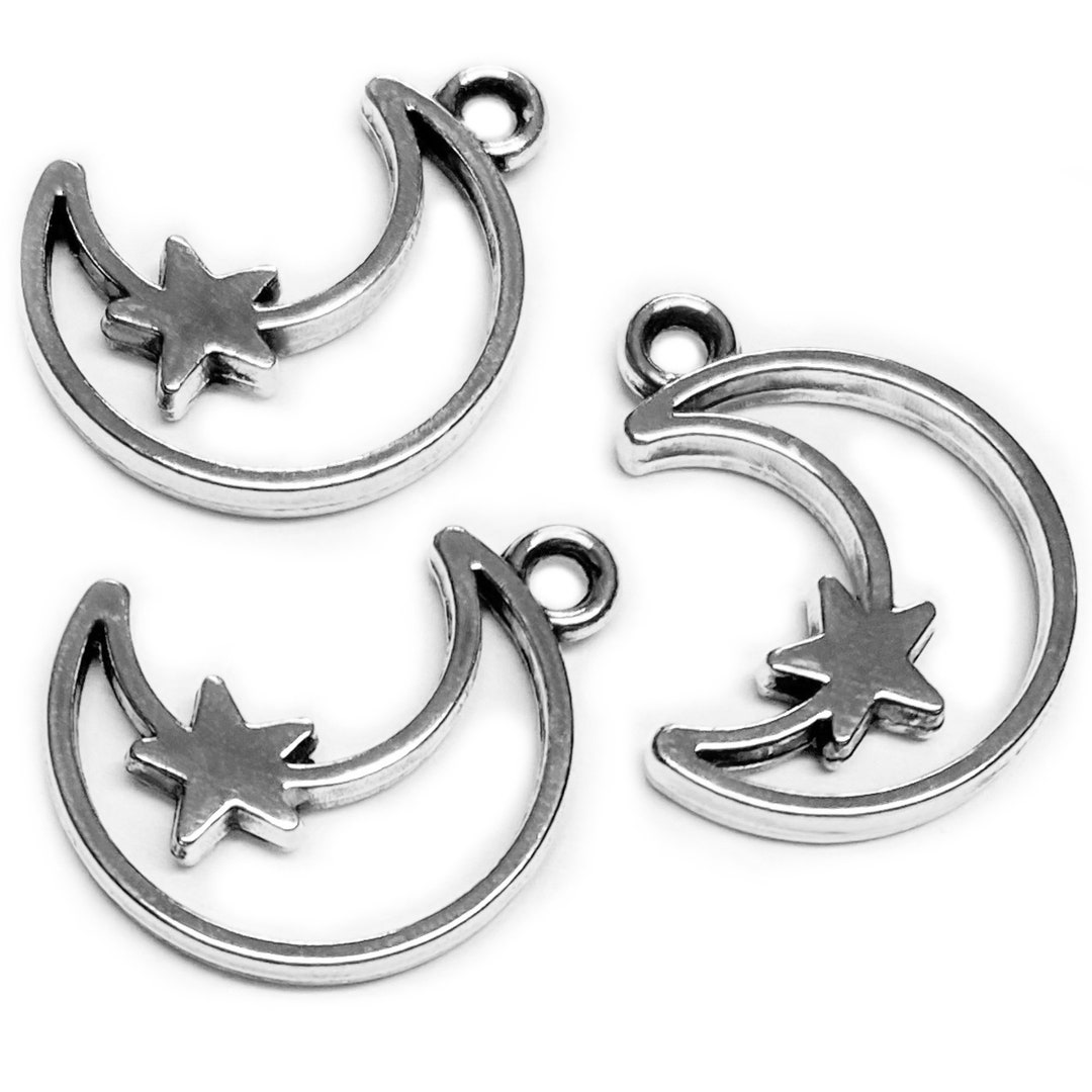 Silver Moon Beads Star Celestial Charm Sun Pendant DIY for Earrings ...
