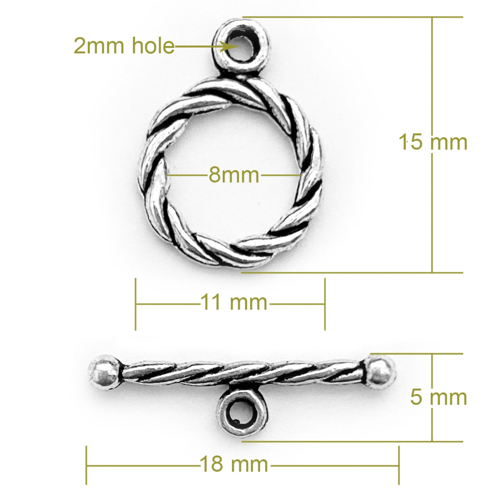 Twisted Toggle Jewelry clasps Silver Necklace Toggle Clasp for Jewelry ...
