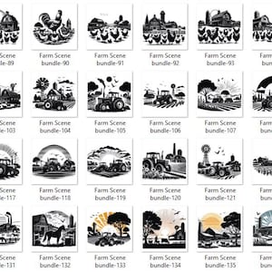 140 Farm Landscape Svg Png Eps , Rustic Farmhouse Clipart, Barn Tractor ...