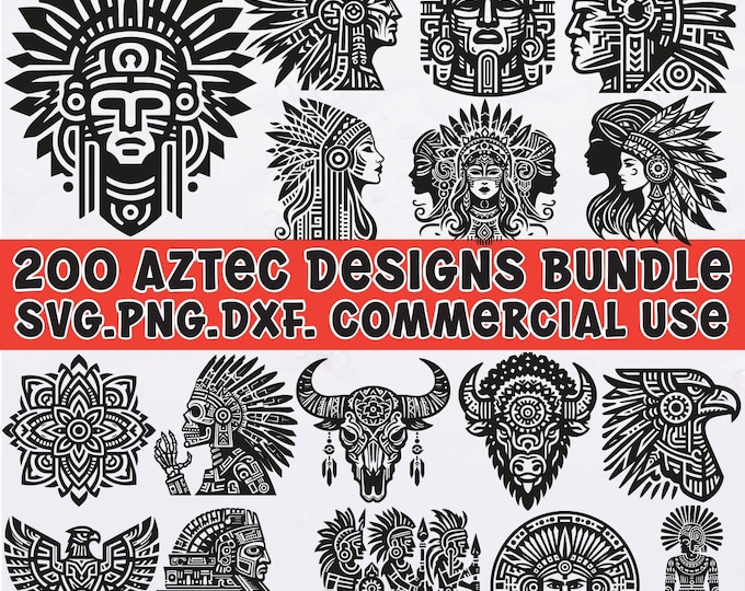 600 Aztec SVG PNG Designs Bundle | Intricate Aztec Art for Tattoos ...