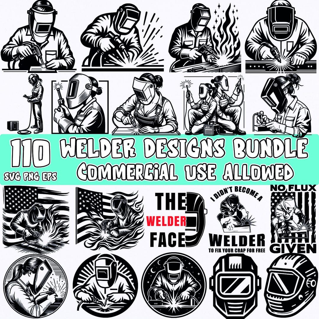 Welder Bundle Svg Welding Clipart for Crafters | Welder Vector Art for ...