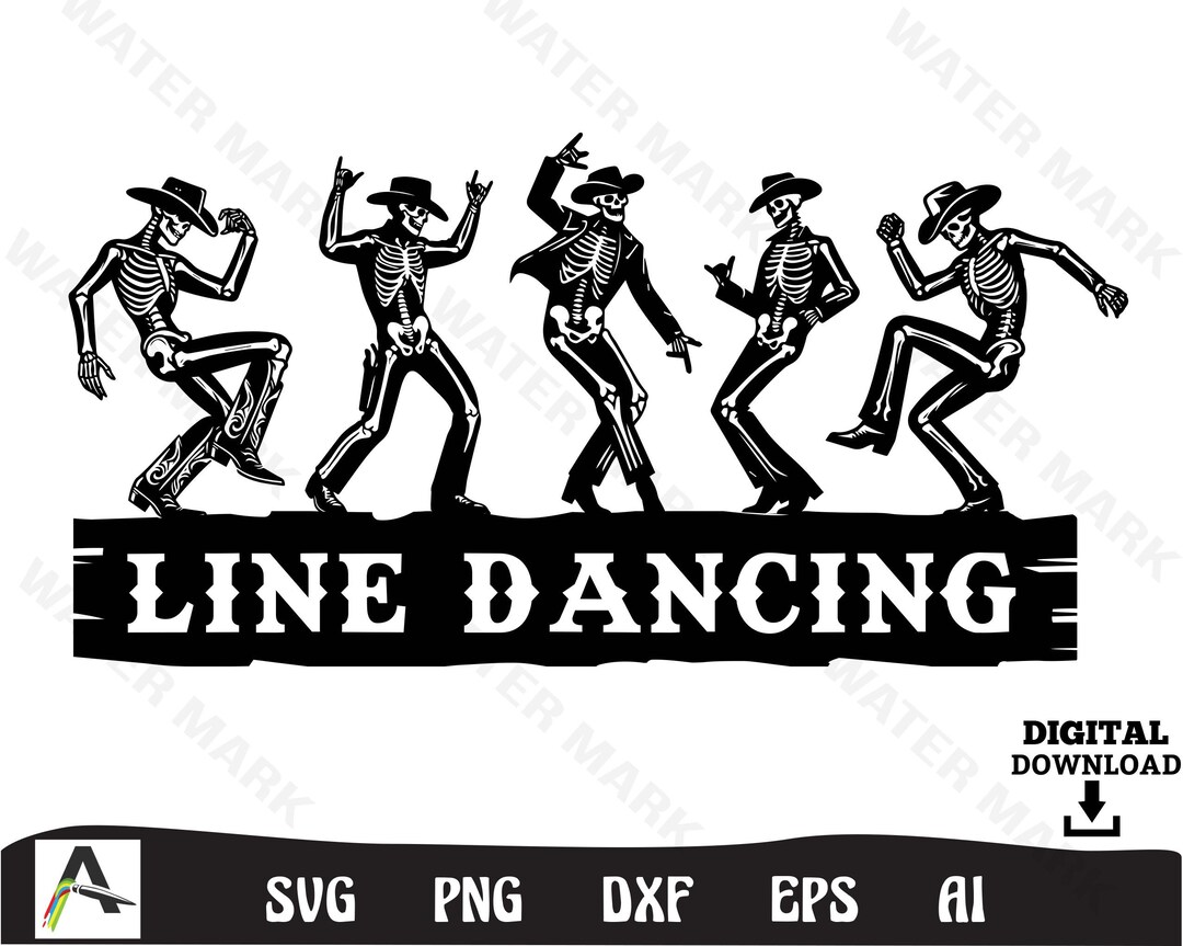 Line Dancing Svg - Line Dance Skeleton Cut File Instant Digital ...